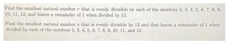 Solved Find The Smallest Natural Number That Is Evenly