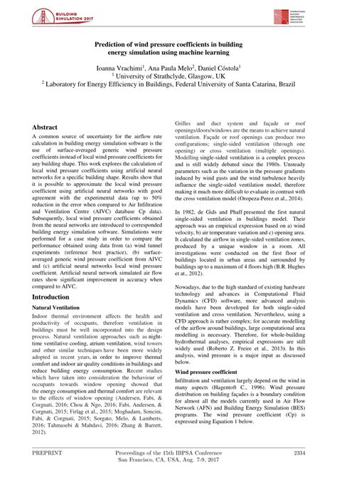 Pdf Prediction Of Wind Pressure Coefficients In Building Energy Simulation Using Machine Learning