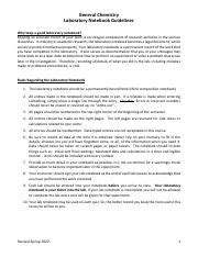 CHEM 1211L Lab Notebook Guidelines Pdf General Chemistry Laboratory Notebook Guidelines Why