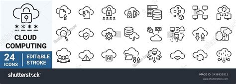 Cloud Computing Line Web Icons Cloud Stock Vector Royalty Free