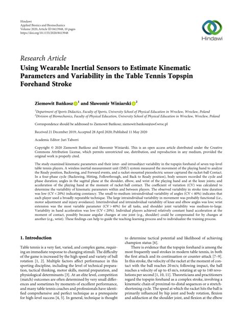 Pdf Using Wearable Inertial Sensors To Estimate Kinematic Parameters And Variability In The