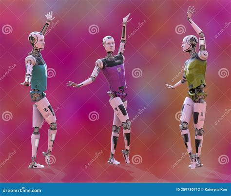 Robot Ballet Dancers 3d Illustration Stock Illustration Illustration