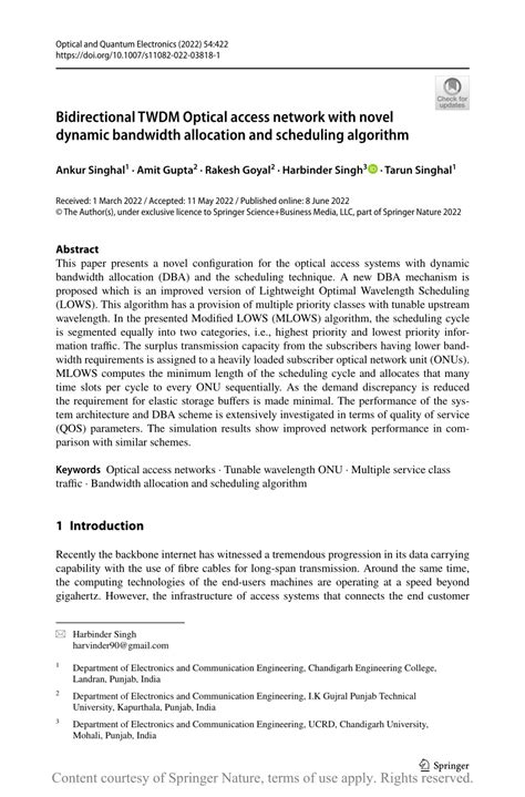 Bidirectional Twdm Optical Access Network With Novel Dynamic Bandwidth Allocation And Scheduling