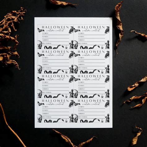 Halloween Costume Voting Card Template Editable Best Costume Vote