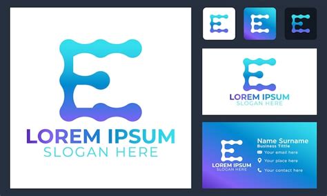 초기 모노그램 문자 E 크리에이 티브 기술 개념 로고 디자인 템플릿 프리미엄 벡터