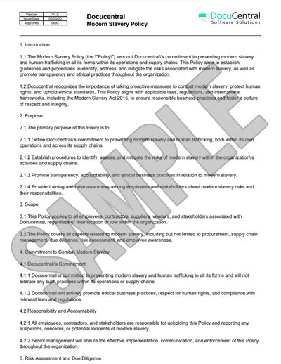 Modern Slavery Policy Template