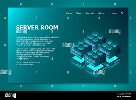 Server Room Isometric Mainframe Powered Server High Technology Concept Data Center Big Data