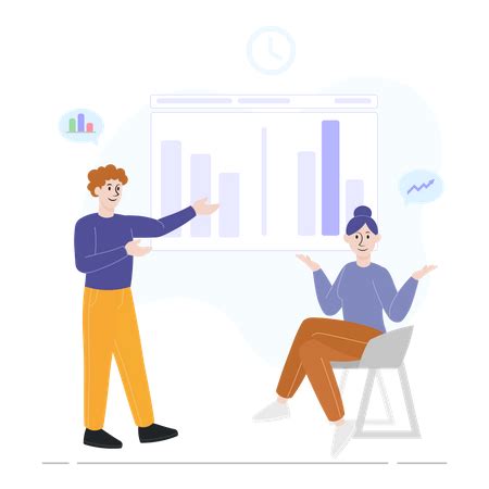 Best Premium Business Woman And Man Presenting Analysis Report Illustration Download In Png