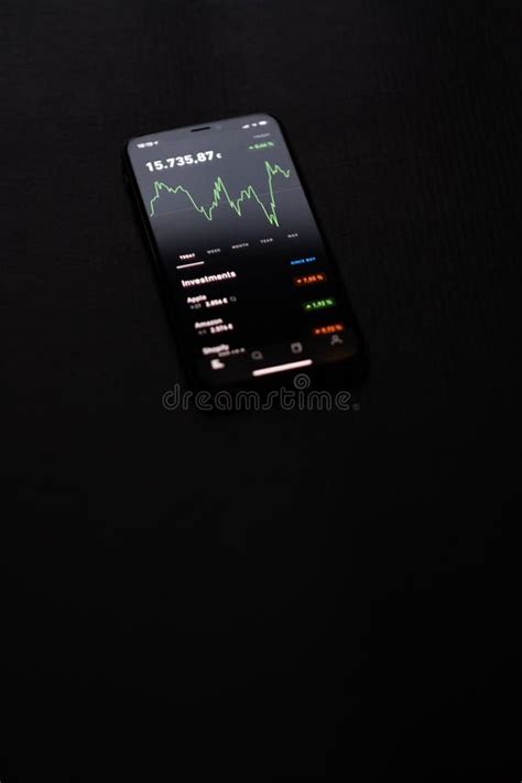 Closeup Of Performance Graph On A Mobile App On A Black Background Closeup Of Performance Graph On A Mobile App On A Black Background