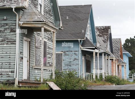 Row Of Boarded Up Houses In The Company Town Of Samoa California Stock