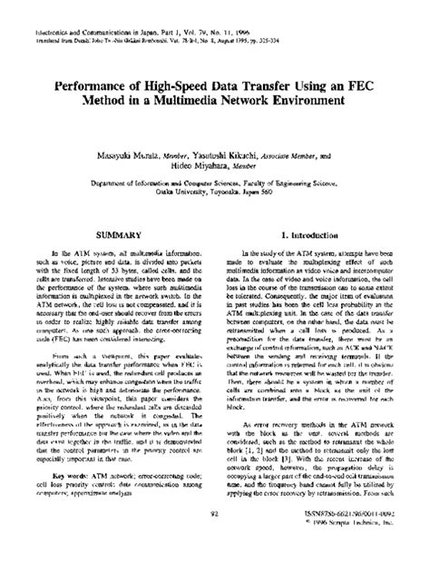 pdf performance of high speed data transfer using an fec method in a