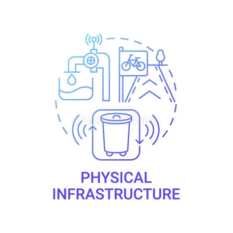 Physical Infrastructure Gradient Blue Concept Icon Stock Vector