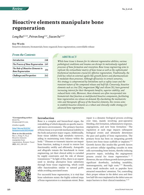 Pdf Bioactive Elements Manipulate Bone Regeneration
