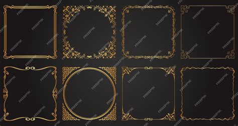 사각 고급 장식 빈티지 프레임 및 테두리 복고풍 장식 프레임 직사각형 장식품 프리미엄 벡터