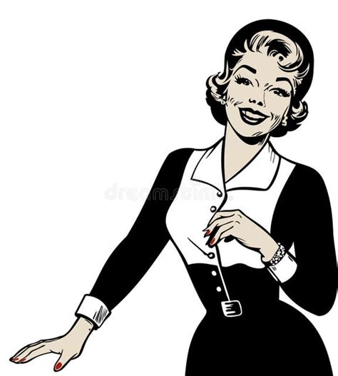 Retro Woman Happy Lady In Retro Style Stock Illustration