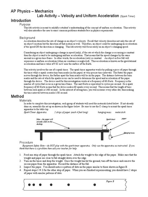 Spark Timer Lab Pdf Acceleration Velocity
