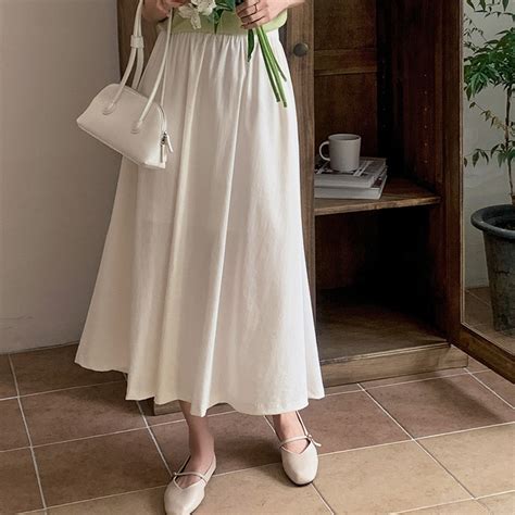 여름까지 쭉 Tsk0382 리엔나 밴딩 플레어 롱스커트a라인스커트하이웨이스트치마셔링스커트여름하객룩