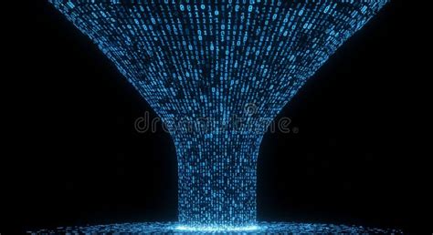 A Digital Vortex Composed Of Cascading Binary Code Streams Downward In