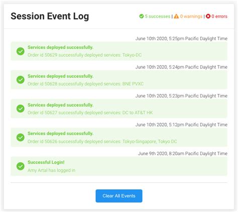Viewing The Session Event Log Megaport Documentation Megaport