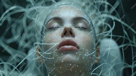 Premium Photo Closeup Of The Girls Face And The Neural Network Womens