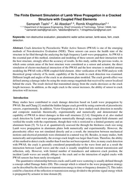 Pdf The Finite Element Simulation Of Lamb Wave Propagation In A