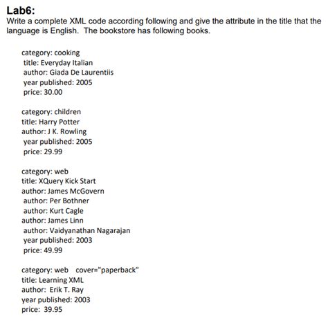 solved write a complete xml code according following and