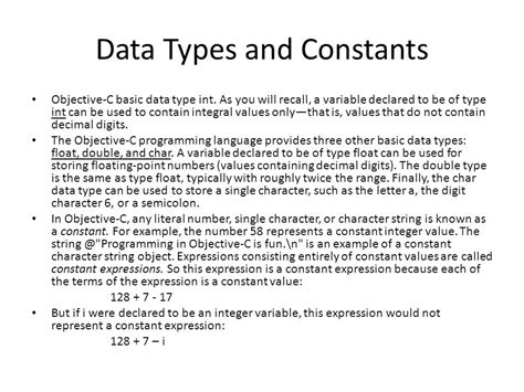 Programming In Objective C Classes Objects And Methods Data Types And