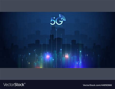 5g Technology With Computer And Mobine Network Vector Image