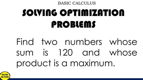 Solving Optimization Problems Problem No 1 Youtube