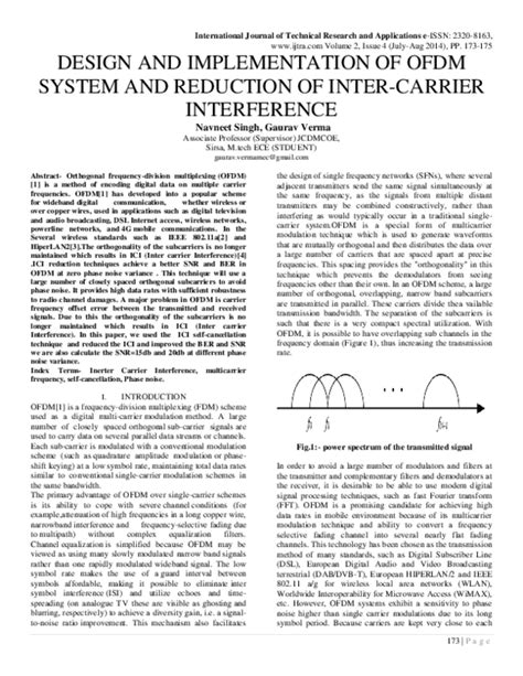 Pdf Design And Implementation Of Ofdm System And Reduction Of Inter