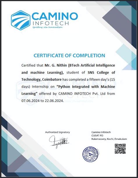 Nithin G On Linkedin Internship Python Machinelearning