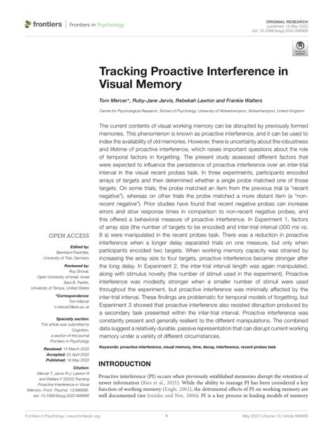 Pdf Tracking Proactive Interference In Visual Memory