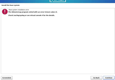 Virtualbox Install Base System Installation Error The Debootstrap Program Exited With An Error