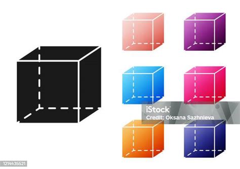 흰색 배경에 격리 된 검은 기하학적 그림 큐브 아이콘입니다 추상 모양입니다 기하학적 장식 다채로운 아이콘을 설정합니다 벡터