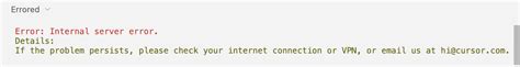 Background Agent Internal Server Error Bug Reports Cursor