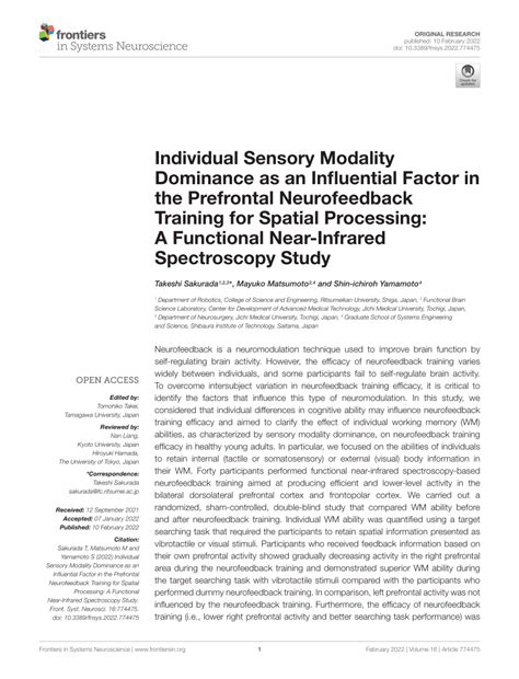 Pdf Individual Sensory Modality Dominance As An Influential Factor In