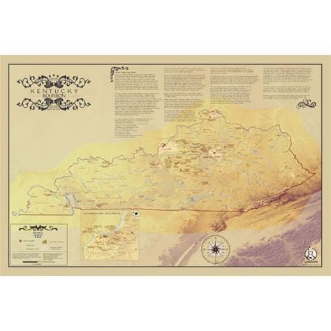 Kentucky Bourbon Map Giclée