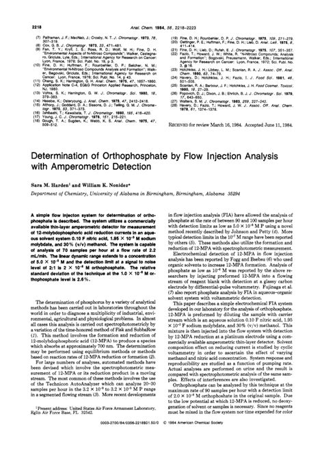 Determination Of Orthophosphate By Flow Injection Analysis With Amperometric Detection