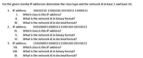 Solved For The Given Classful IP Addresses Determine The Chegg Com