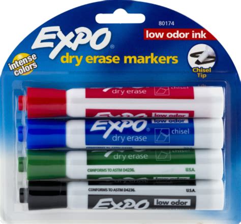 Expo Chisel Tip Low Odor Dry Erase Markers 4 Count Assorted 1 Count Kroger