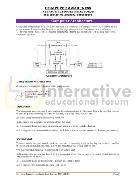 Chapter 2 Computer Architecture Notes English Pdf Central