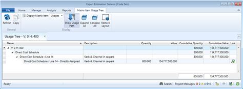 Matrix Items Usage Tree