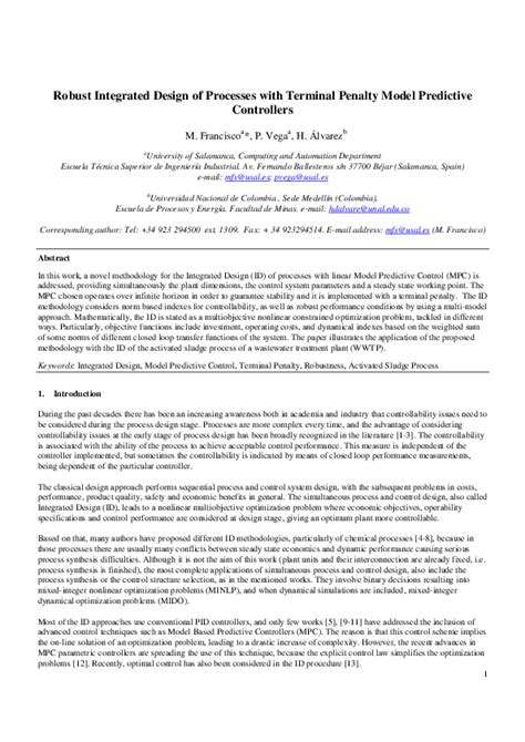 pdf robust integrated design of processes with terminal penalty model