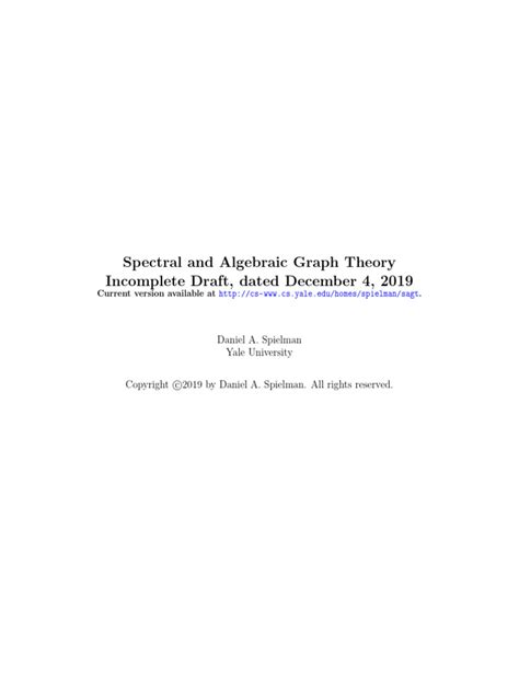 Spectral And Algebraic Graph Theory Pdf Eigenvalues And