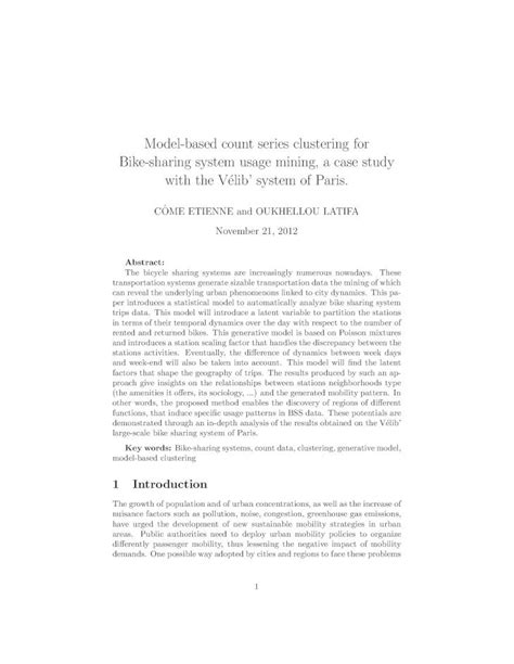 Pdf Model Based Count Series Clustering For Bike Sharing · The