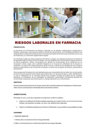 Riesgos Laborales En Farmacia Docx