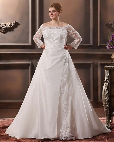 Plus Size Sexy Off Shoulder Wedding Dresses White Taffeta Applique A Line Bridal Dresses