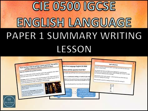 Cambridge Igcse 0500 Summary Writing Paper 1 Question 1f Teaching Resources