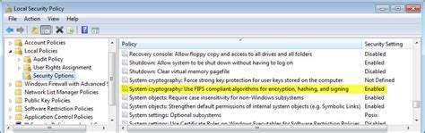 Disable FIPS Compliant Algorithms