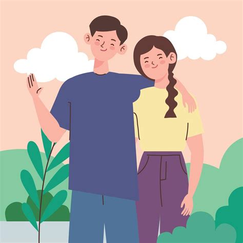 Korean Lovers Couple Vector Art At Vecteezy